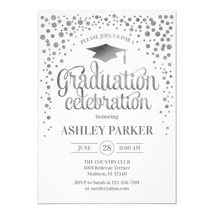 Graduation - Silver White Invitation | Zazzle.com