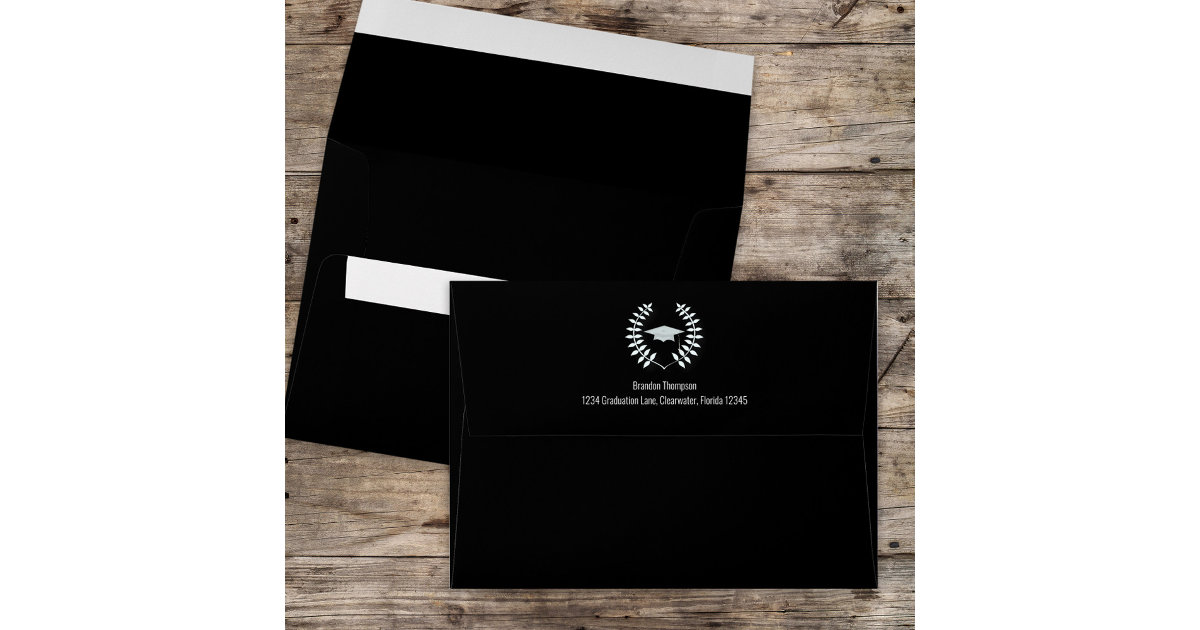 Graduation Simple Classic Laureate Basic Black Envelope | Zazzle