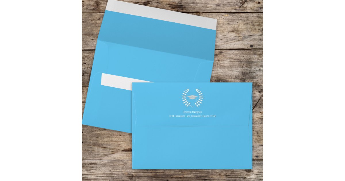 Graduation Simple Classic Laureate Carolina Blue Envelope | Zazzle