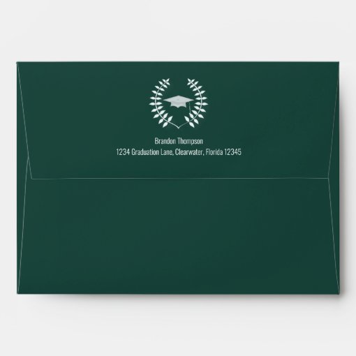 Graduation Simple Classic Laureate Dark Green Envelope | Zazzle