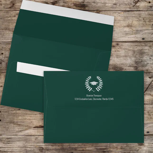 Graduation Simple Classic Laureate Dark Green Envelope | Zazzle