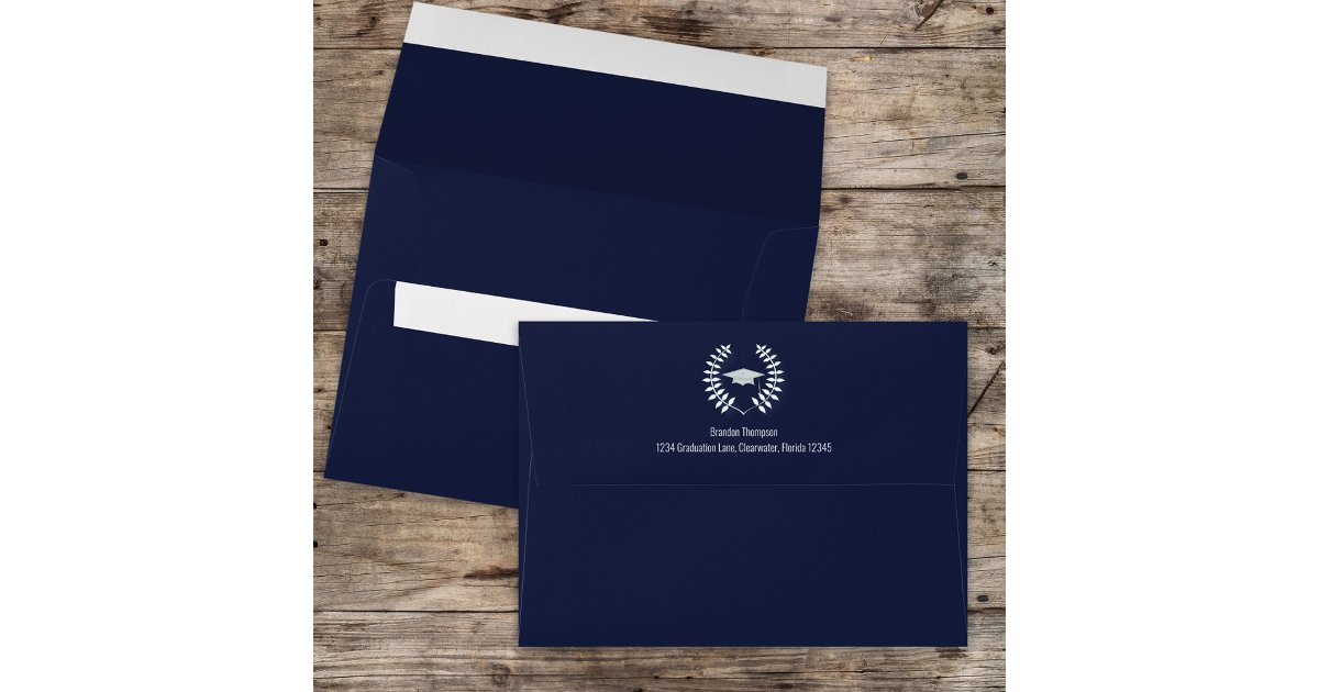 Graduation Simple Classic Laureate Navy Blue Envelope | Zazzle
