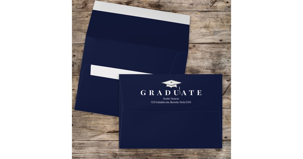 Graduation Simple Classic Modern Navy Blue Grad Envelope | Zazzle