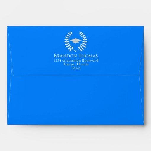 Graduation Simple Modern Classic Azure Blue Envelope | Zazzle