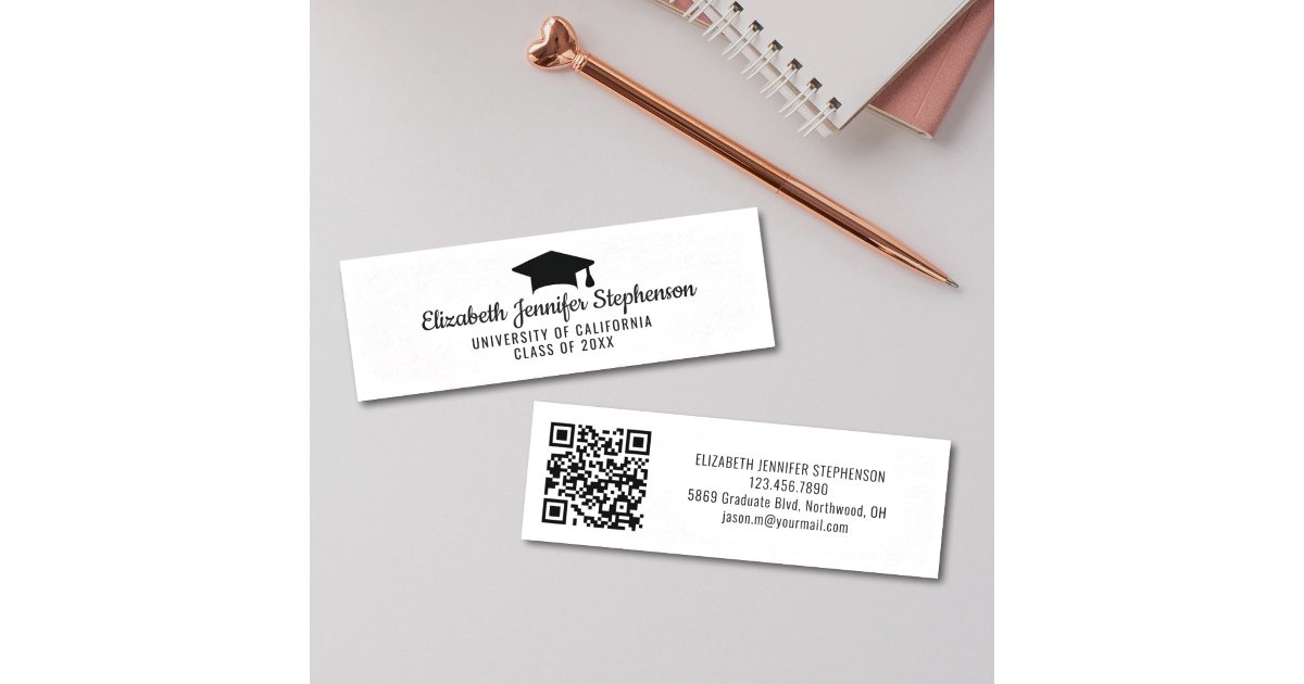 Graduation simple qr code name card | Zazzle