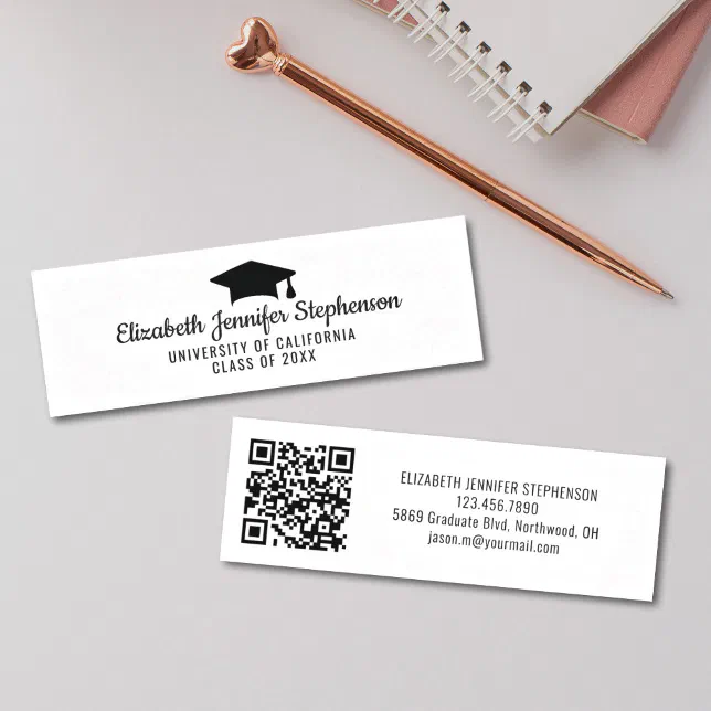 Graduation simple qr code name card | Zazzle