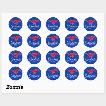 Graduation | SMU Mustangs Logo Classic Round Sticker | Zazzle