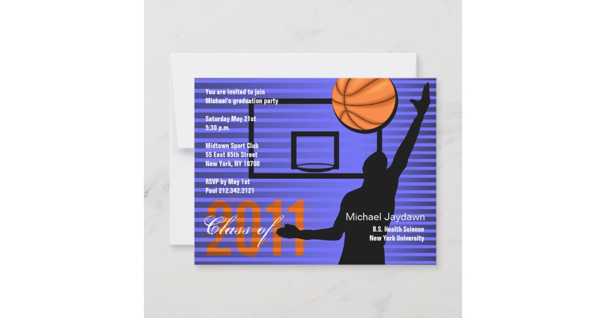 Graduation Sport Party Invitation Basketball | Zazzle