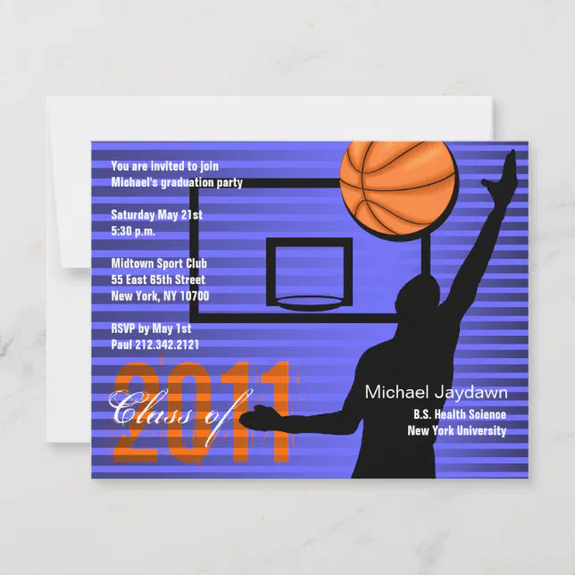 Graduation Sport Party Invitation Basketball | Zazzle