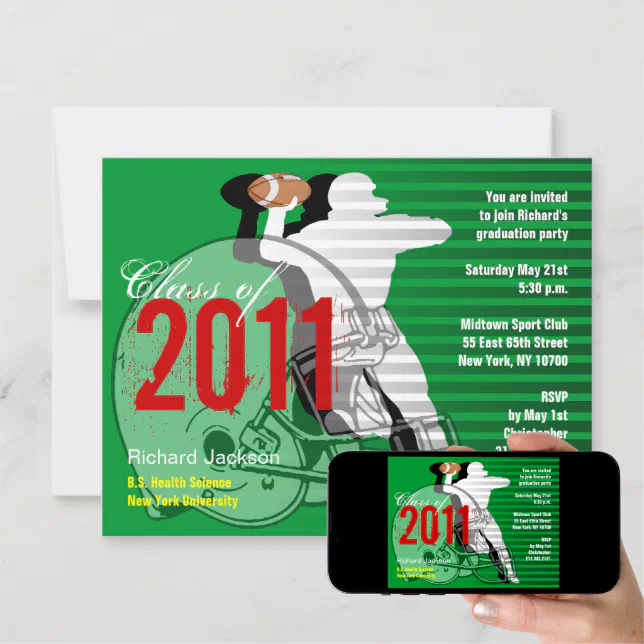 Graduation Sport Party Invitation Football | Zazzle