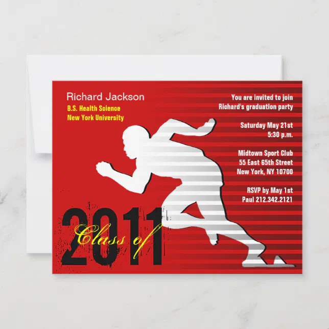 Graduation Sport Party Invitation Running | Zazzle