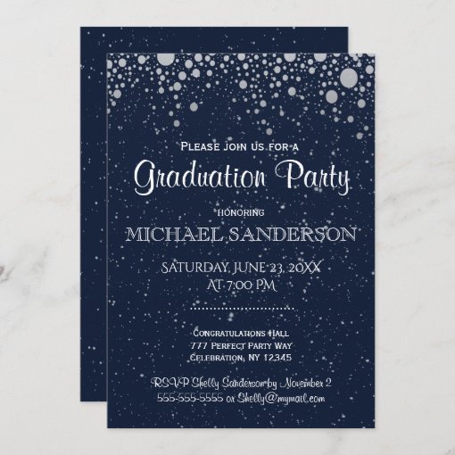 Graduation | Starry Night in Blue Invitation | Zazzle