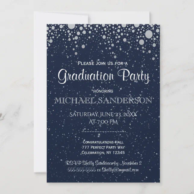 Graduation | Starry Night in Blue Invitation | Zazzle