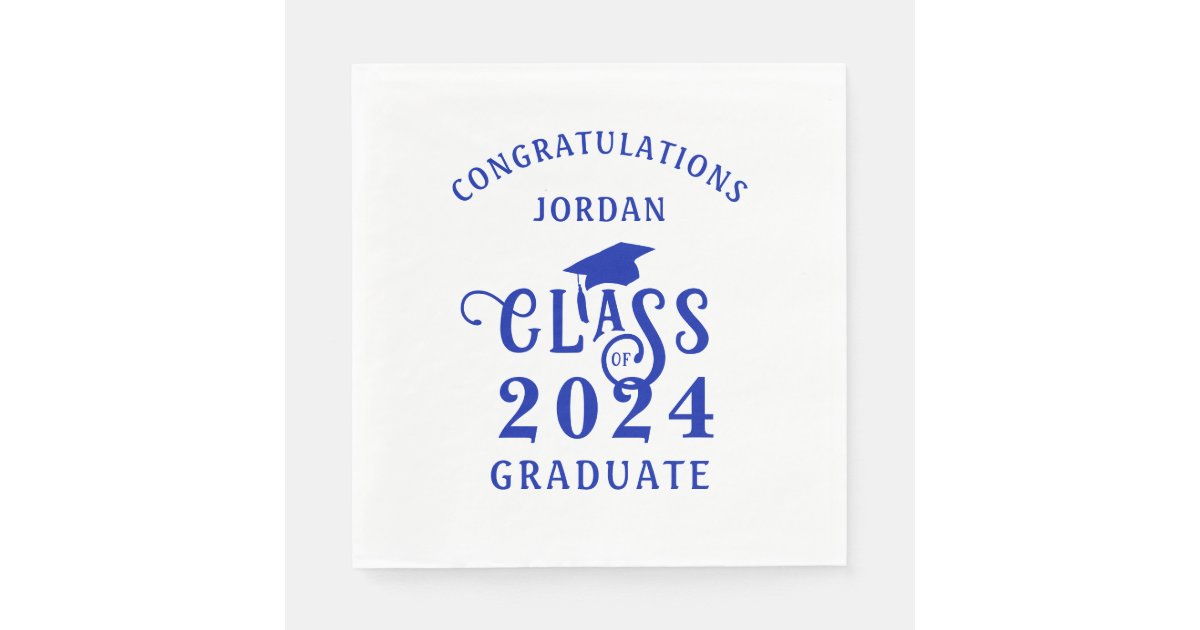 Graduation Stylish Royal Blue Class Year Napkins | Zazzle