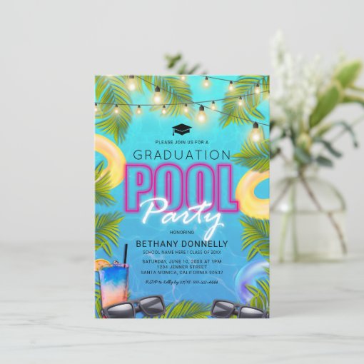 Graduation Summer Pool Party Invitation | Zazzle