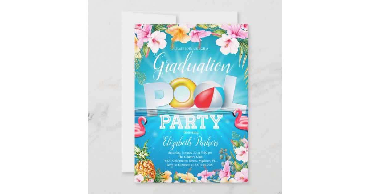 Graduation Summer Pool Party Invitation | Zazzle