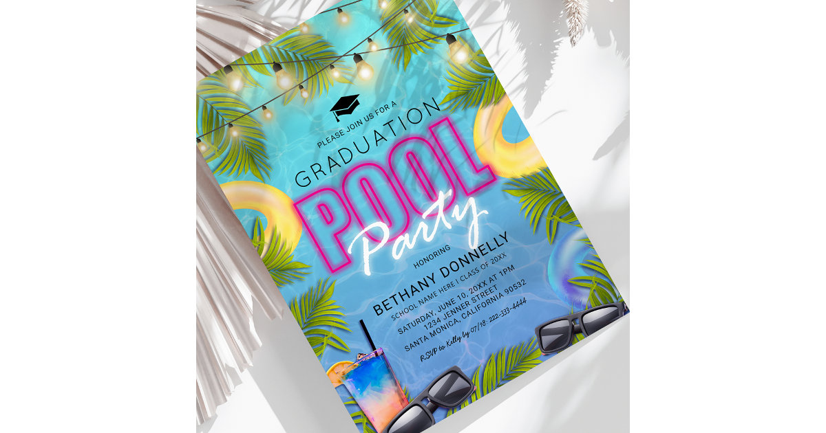 Graduation Summer Pool Party Invitation | Zazzle