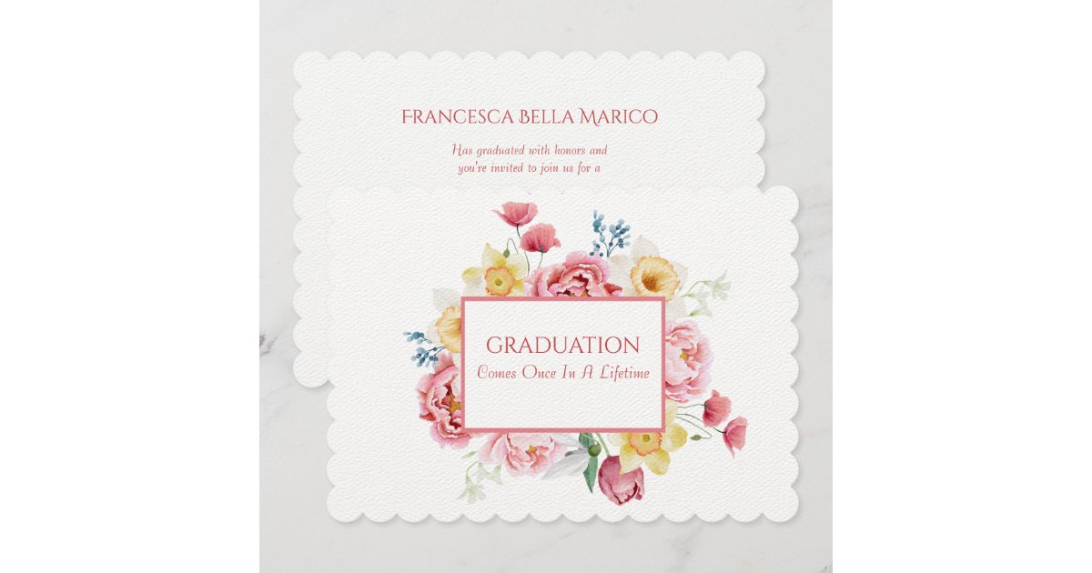 Graduation Tea Daughter Pink Peonies Invitation | Zazzle