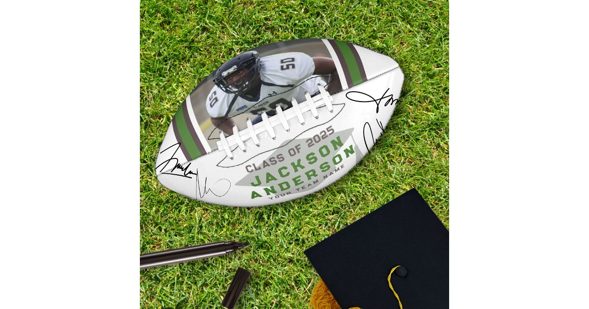 Graduation Team Name Customizable Photo Keepsake Football | Zazzle