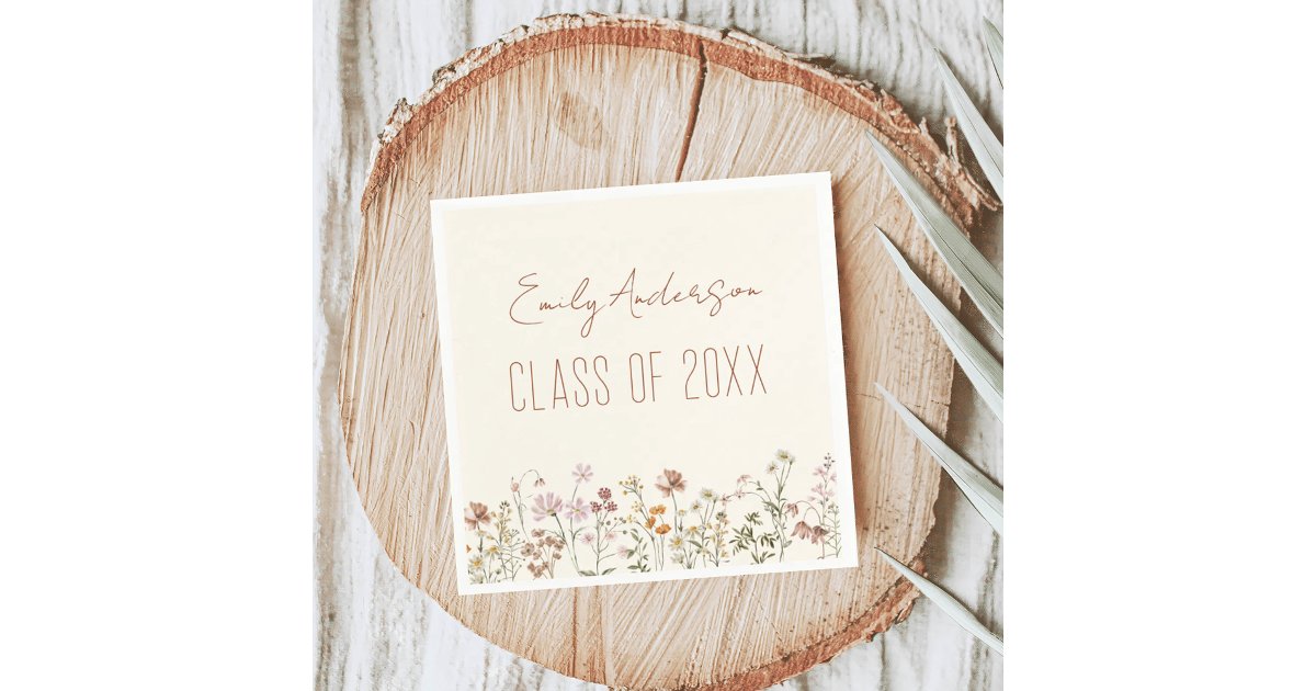 Graduation Terracotta Wildflower Boho Grad Napkins | Zazzle