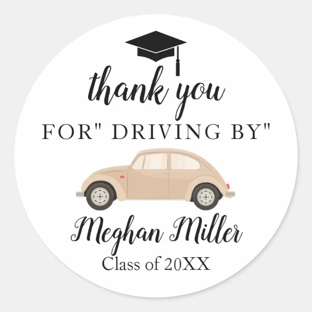 Graduation Thank you drive by sticker | Zazzle