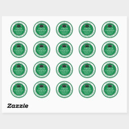 Graduation Thank You Elegant Green White and Black Classic Round ...