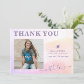 Graduation thank you girly pink PHOTO postcard | Zazzle
