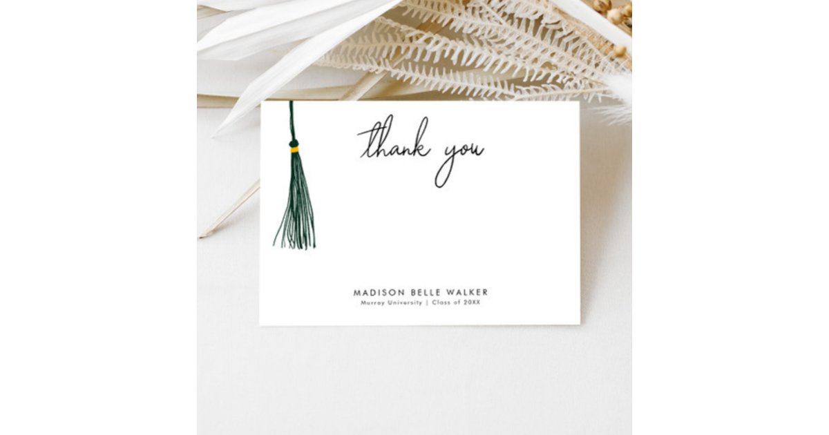 Graduation Thank You Green Tassel | Zazzle