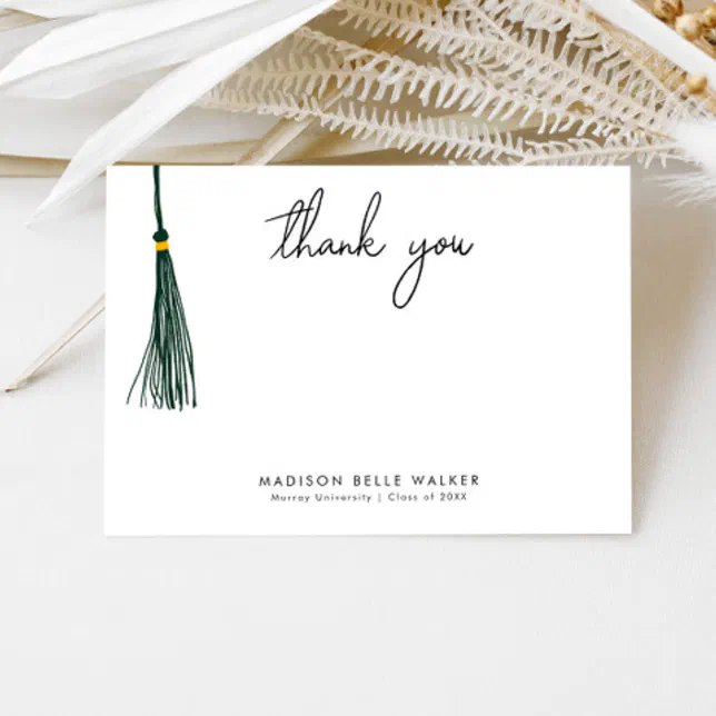 Graduation Thank You Green Tassel | Zazzle