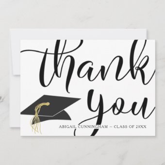 Graduation THANK YOU Photo Script Grad Cap | Zazzle