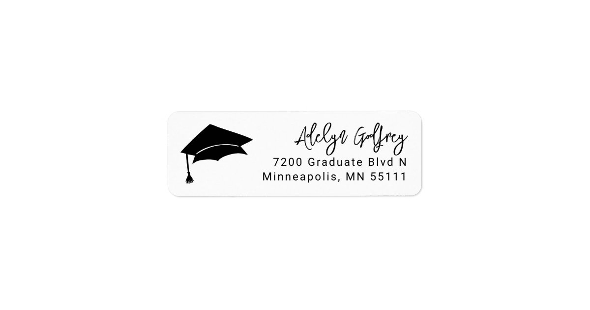 Graduation Theme Grad Cap Doodle White Label | Zazzle
