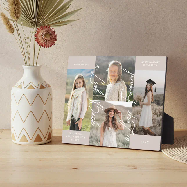 Graduation Then & Now Grad Photo Collage Keepsake Plaque | Zazzle