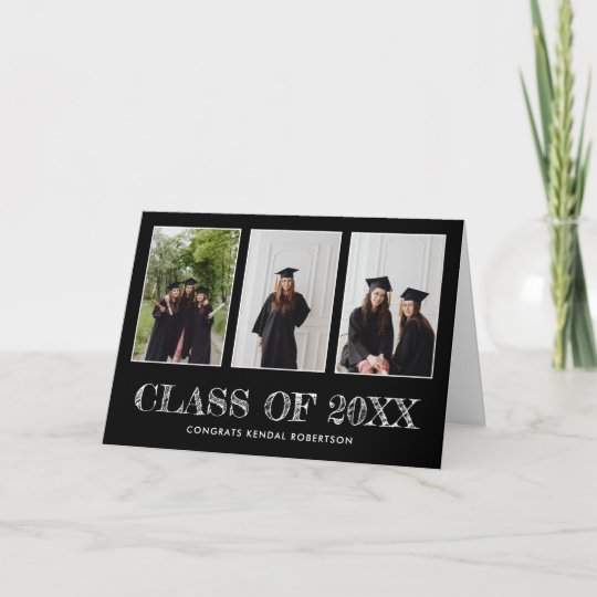 Graduation Three Photo Collage Congratulations Card | Zazzle.com