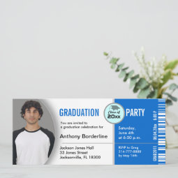 Graduation Ticket Party Invitation TKT313 Blue | Zazzle