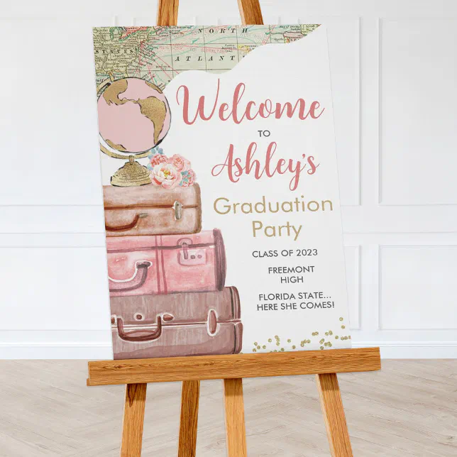 Graduation Travel Suitcase Welcome Sign Poster | Zazzle