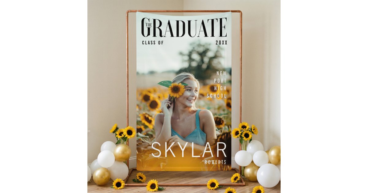 Graduation Trendy Magazine Photo Cover Banner | Zazzle