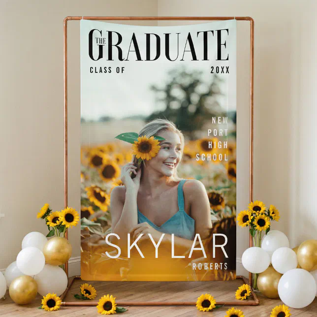 Graduation Trendy Magazine Photo Cover Banner | Zazzle