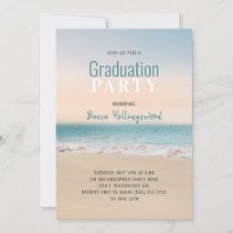 Graduation Tropical Beach Theme Party Invitation | Zazzle