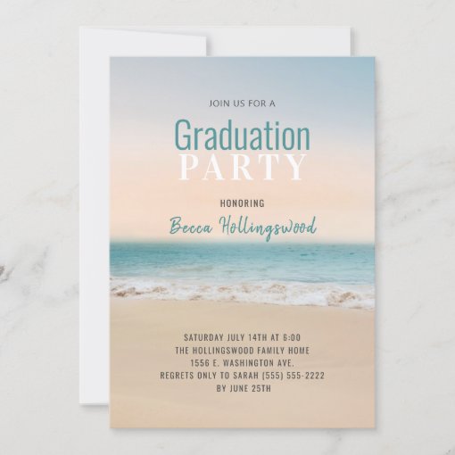 Graduation Tropical Beach Theme Party Invitation | Zazzle