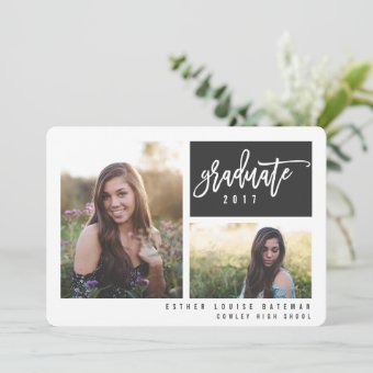 GRADUATION TWIN PHOTO-WITH WORKING PHOTOGRAPHS ANNOUNCEMENT | Zazzle