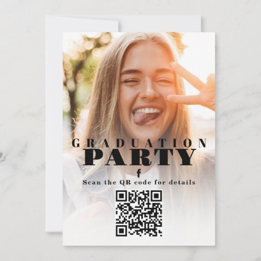Graduation Typography Photo QR Code Social Media Invitation | Zazzle