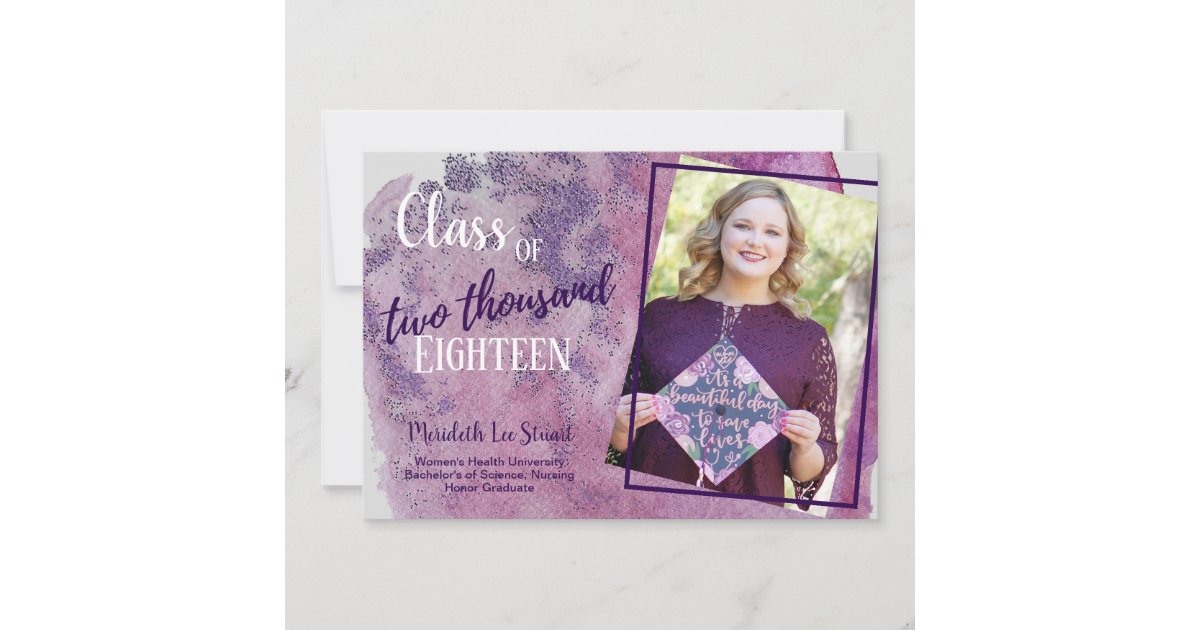 Graduation Ultra Violet 2 Photo Announcement | Zazzle
