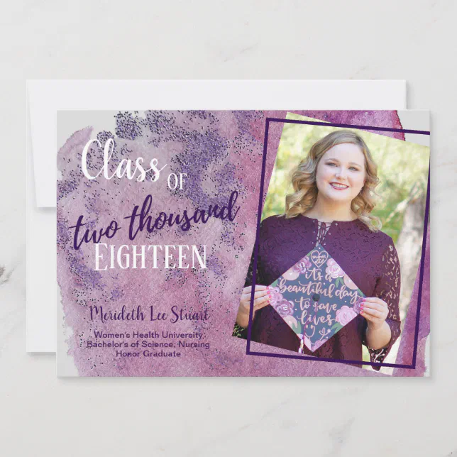 Graduation Ultra Violet 2 Photo Announcement | Zazzle
