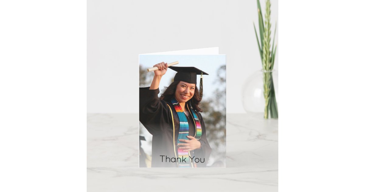 Graduation Vertical Photo Overlay Thank You Card | Zazzle