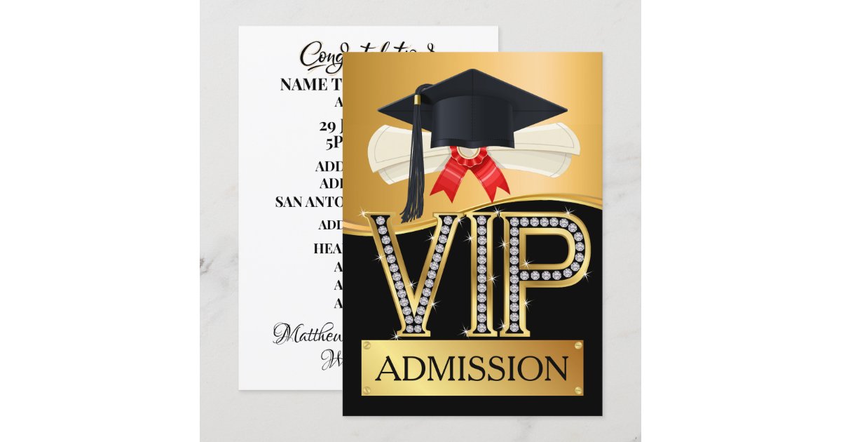 GRADUATION VIP Admission Invitation | Zazzle