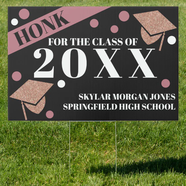 Graduation Virtual Party Faux Rose Gold Honk Sign | Zazzle