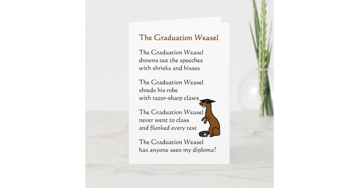 Graduation Weasel, High School Grad Congrats Card | Zazzle