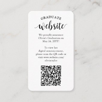 Graduation Website QR Code Modern Graduate Photo Enclosure Card | Zazzle