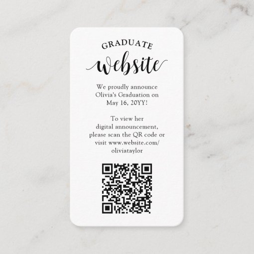 Graduation Website QR Code Modern Graduate Photo Enclosure Card | Zazzle