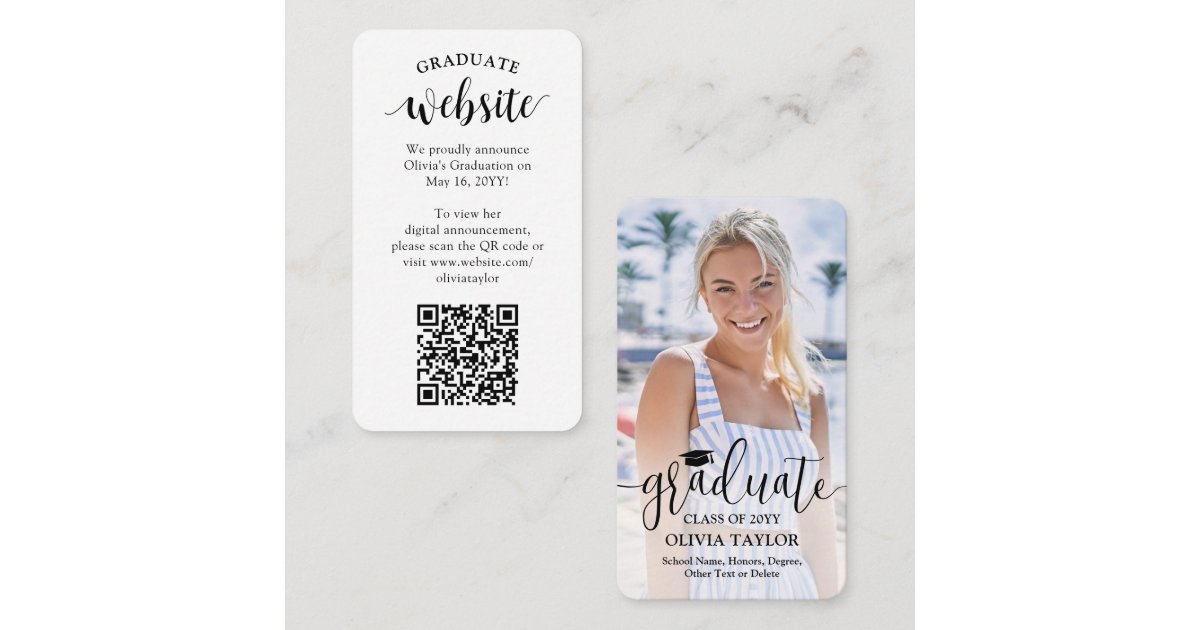Graduation Website QR Code Modern Graduate Photo Enclosure Card | Zazzle